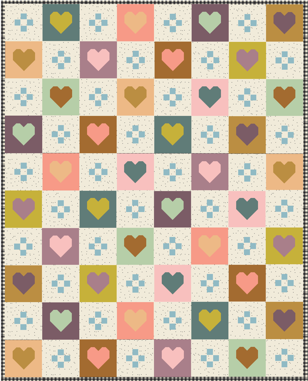 Cozy Checkered Hearts Quilt Kit -AGF Solids - Small Throw-Includes bin ...
