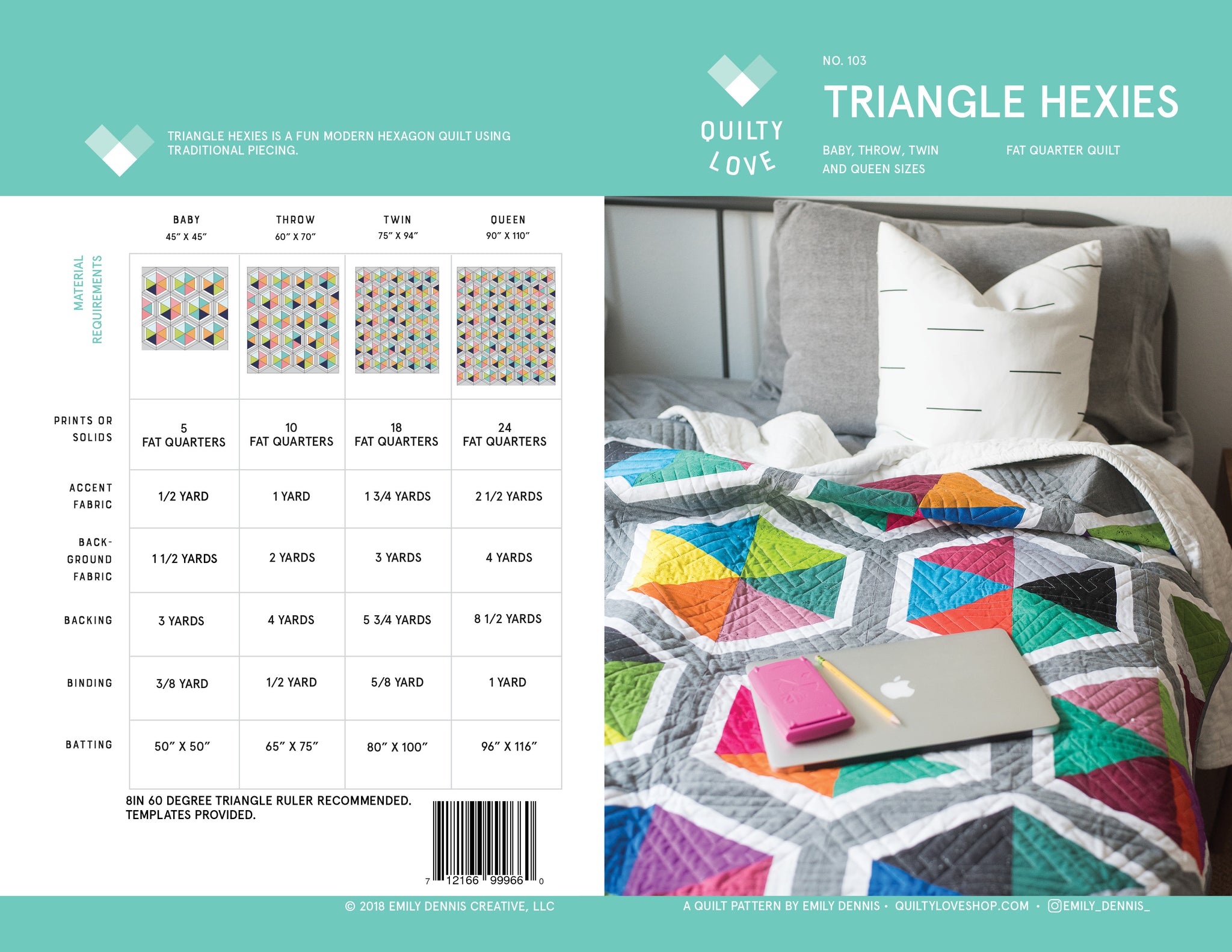 Triangle Hexies PDF quilt pattern – Quilty Love
